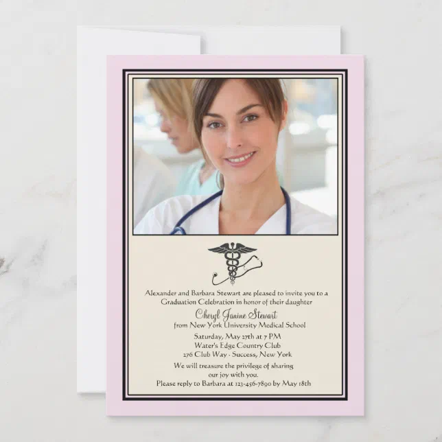 MD Graduation Pink Photo Invitation | Zazzle