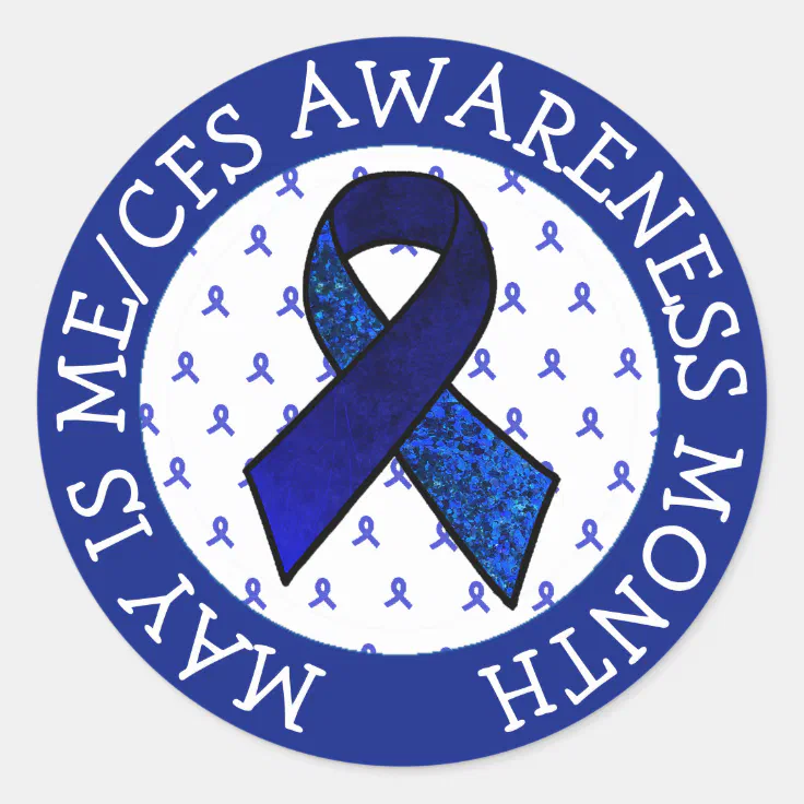 ME/CFS Syndrome Awareness Ribbon Classic Round Sticker | Zazzle