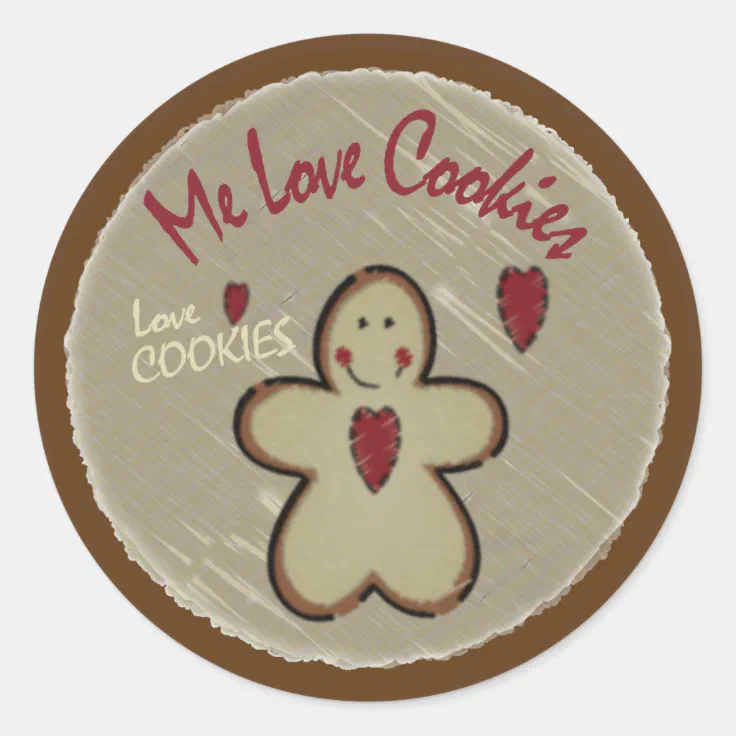 Me Love Cookies - Gingerbread Classic Round Sticker | Zazzle