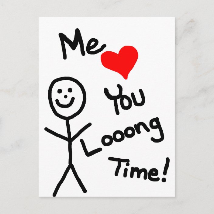 Me Loves You Stick Person Cartoon Postcard | Zazzle.com