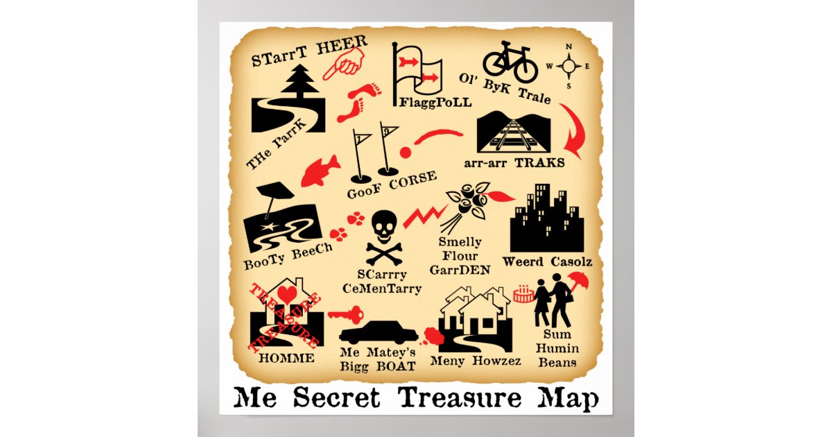ME SECRET TREASURE MAP POSTER | Zazzle