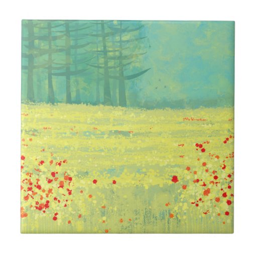 Meadow Landscape Painting Ceramic Tile | Zazzle