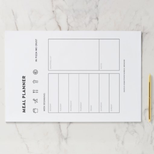Meal Planner Family Meals Weekly Menu Organizer Paper Pad | Zazzle