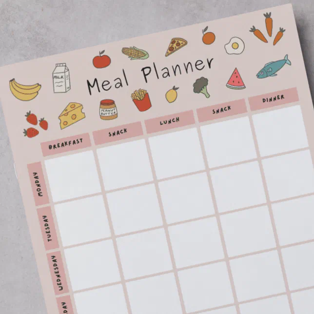 Meal Planner Notepad | Zazzle