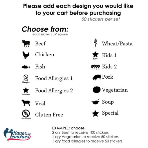 Meal Stickers For Place Cards (50 Per Set) | Zazzle