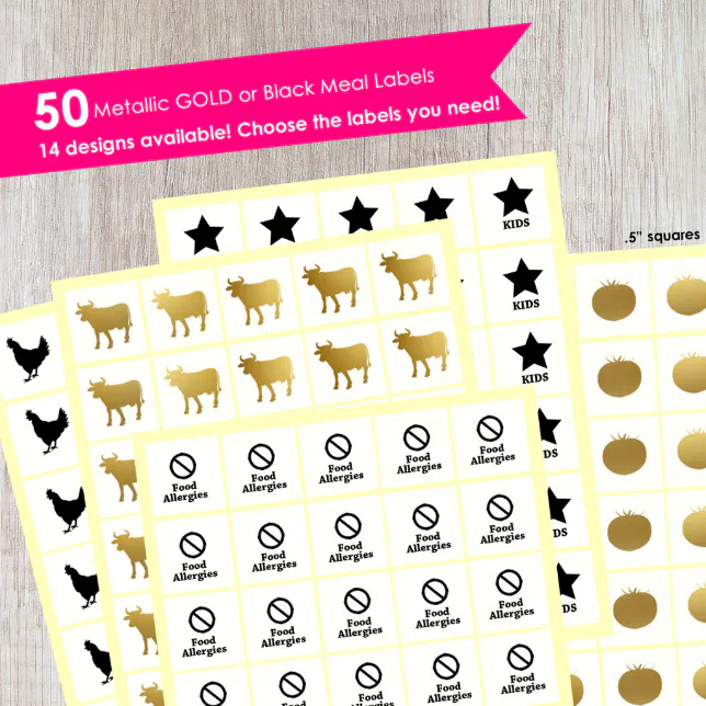 Meal Stickers For Place Cards (50 Per Set) | Zazzle