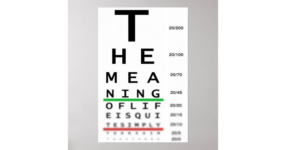 Meaning Of Life Eye Chart | Zazzle