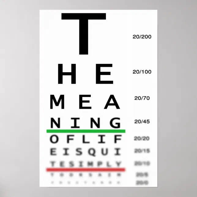 Meaning Of Life Eye Chart | Zazzle