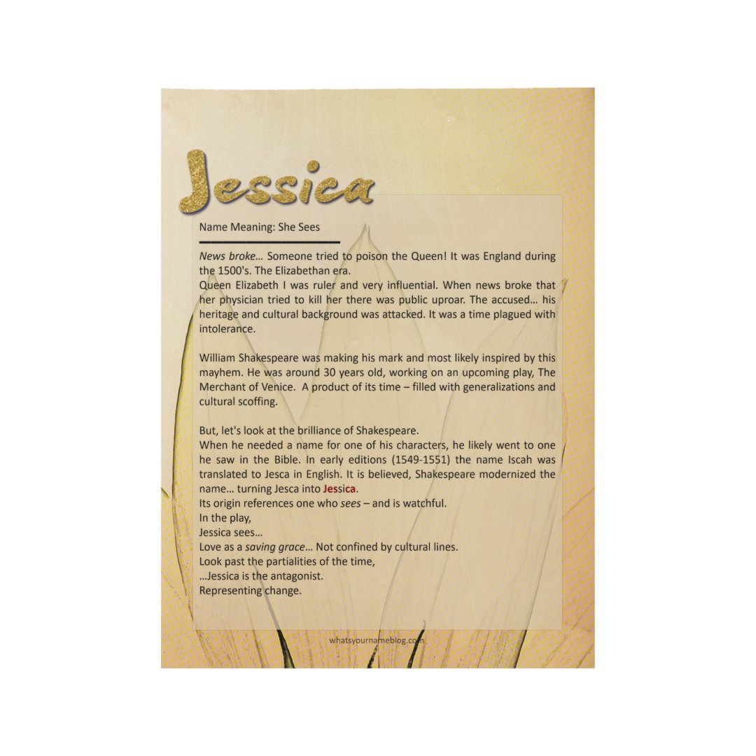 Meaning of the Name Jessica Wood Poster | Zazzle