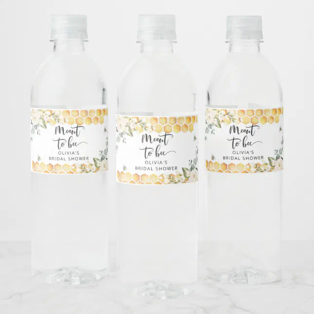 Meant to bee bridal shower water bottle label | Zazzle