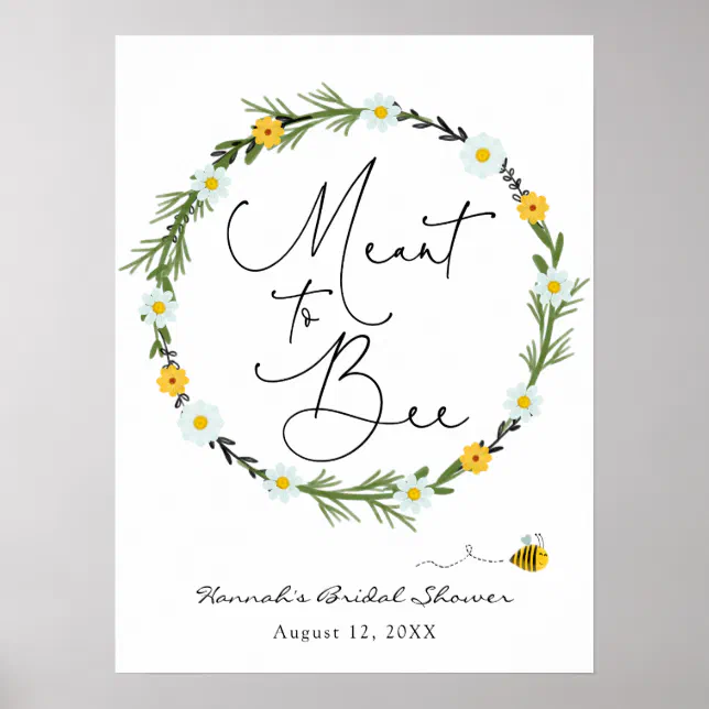 Meant to Bee Bridal Shower Welcome Sign | Zazzle