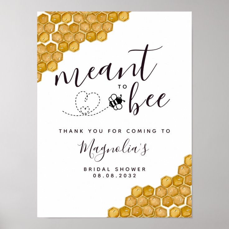 Meant to Bee Bridal Shower Welcome Sign | Zazzle
