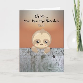 Measles Get Well Card for Child with Sloth | Zazzle