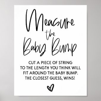 Measure The Baby Bump Baby Shower Game Sign | Zazzle
