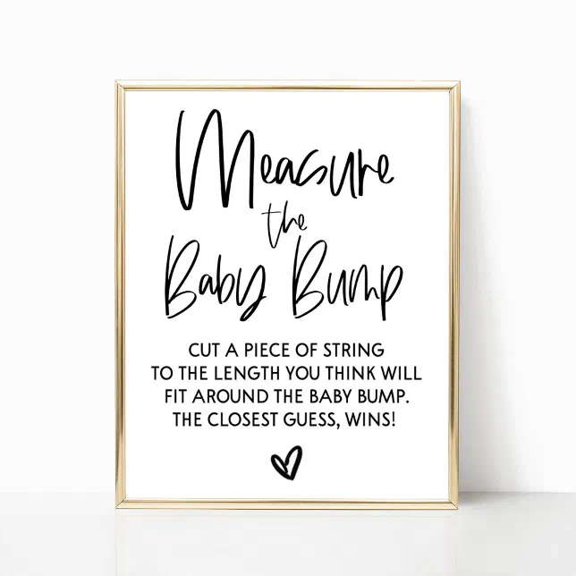 Measure The Baby Bump Baby Shower Game Sign | Zazzle