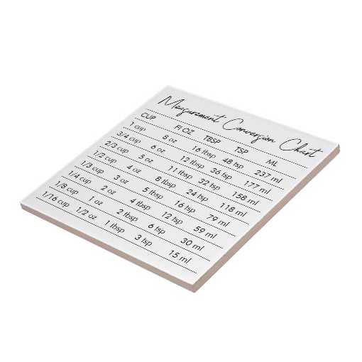 Measurement Conversion Chart Kitchen Ceramic Tile | Zazzle