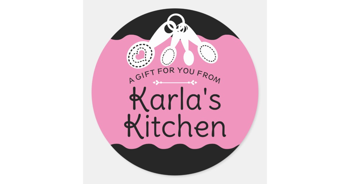 Measuring spoons love from my kitchen gift sticker | Zazzle