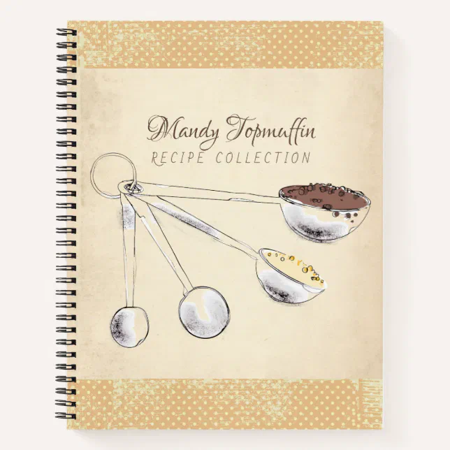 Measuring spoons personal cookbook recipe notebook | Zazzle