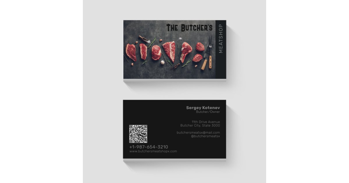 Meat Cuts Butcher Business Card | Zazzle