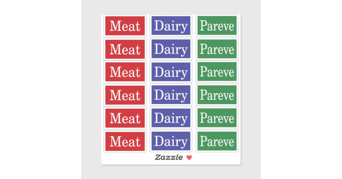 Meat Dairy Pareve Kosher Labels | Zazzle