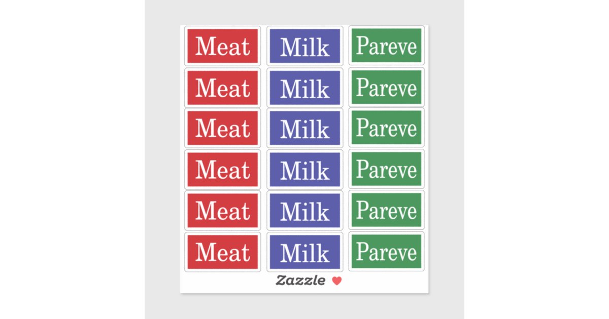 Meat Milk Pareve Kosher Labels | Zazzle