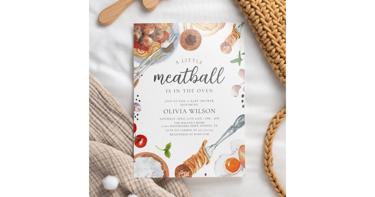 Meatball Italian Baby Shower Invitation | Zazzle