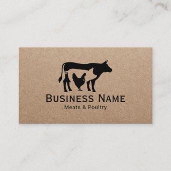 Meats & Poultry Market Chicken Pig Cow Butcher Bus Business Card | Zazzle