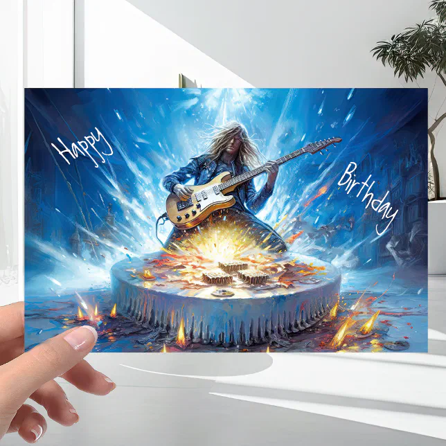 Meavy Metal Music - Cool Rockin Guitarist Birthday Card | Zazzle