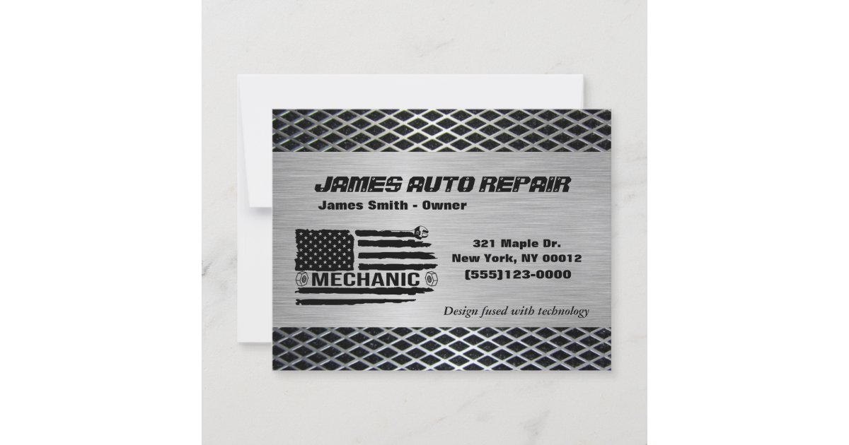 Mechanic American Flag Auto Repair Business Invitation | Zazzle