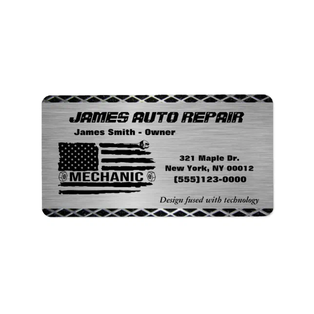 Mechanic American Flag Auto Repair Business Logo Label | Zazzle