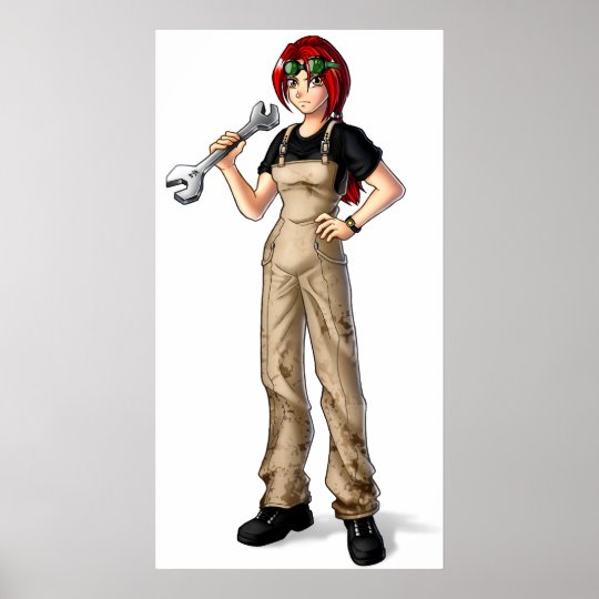 Mechanic Anime Girl Poster | Zazzle.com
