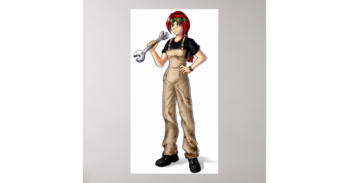 Mechanic Anime Girl Poster | Zazzle