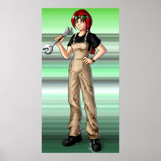 Mechanic Anime Girl Poster | Zazzle.com