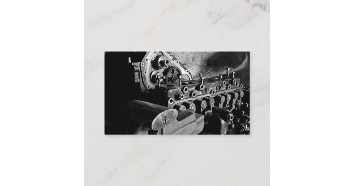 Mechanic Automotive Business Card w/ Engine Photo | Zazzle