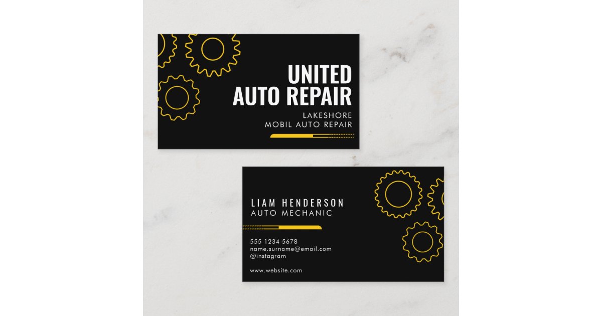 Mechanic Business Cards Mobil Auto Repair | Zazzle