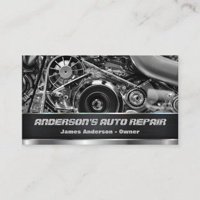 Mechanic Car Auto Repair Engine QR Code Business Card | Zazzle