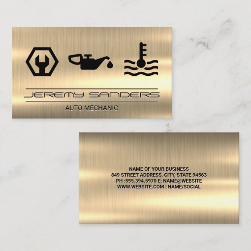 Mechanic | Gold Metal | Tools Services Business Card | Zazzle