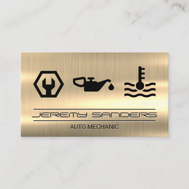 Mechanic | Gold Metal | Tools Services Business Card | Zazzle