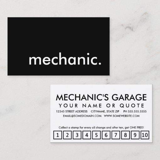 mechanic. loyalty punch card | Zazzle