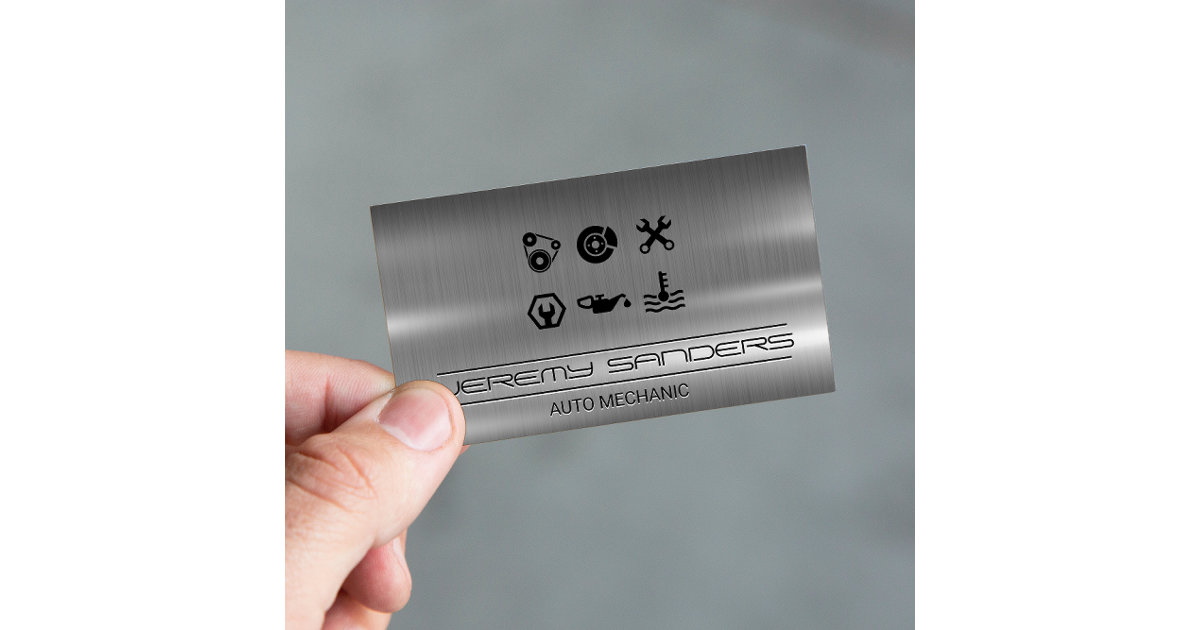 Mechanic | Metal | Tools Services Business Card | Zazzle