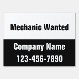 Mechanic Wanted Company Name Text Template Sign | Zazzle