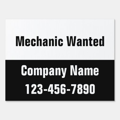 Mechanic Wanted Company Name Text Template Sign | Zazzle