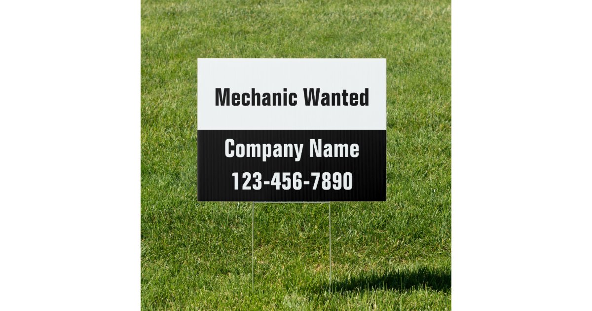 Mechanic Wanted Company Name Text Template Sign | Zazzle