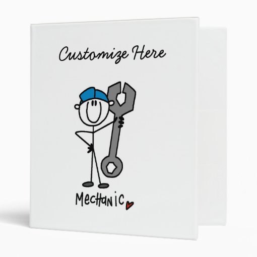 Mechanic With Wrench Stick Figure Binder | Zazzle