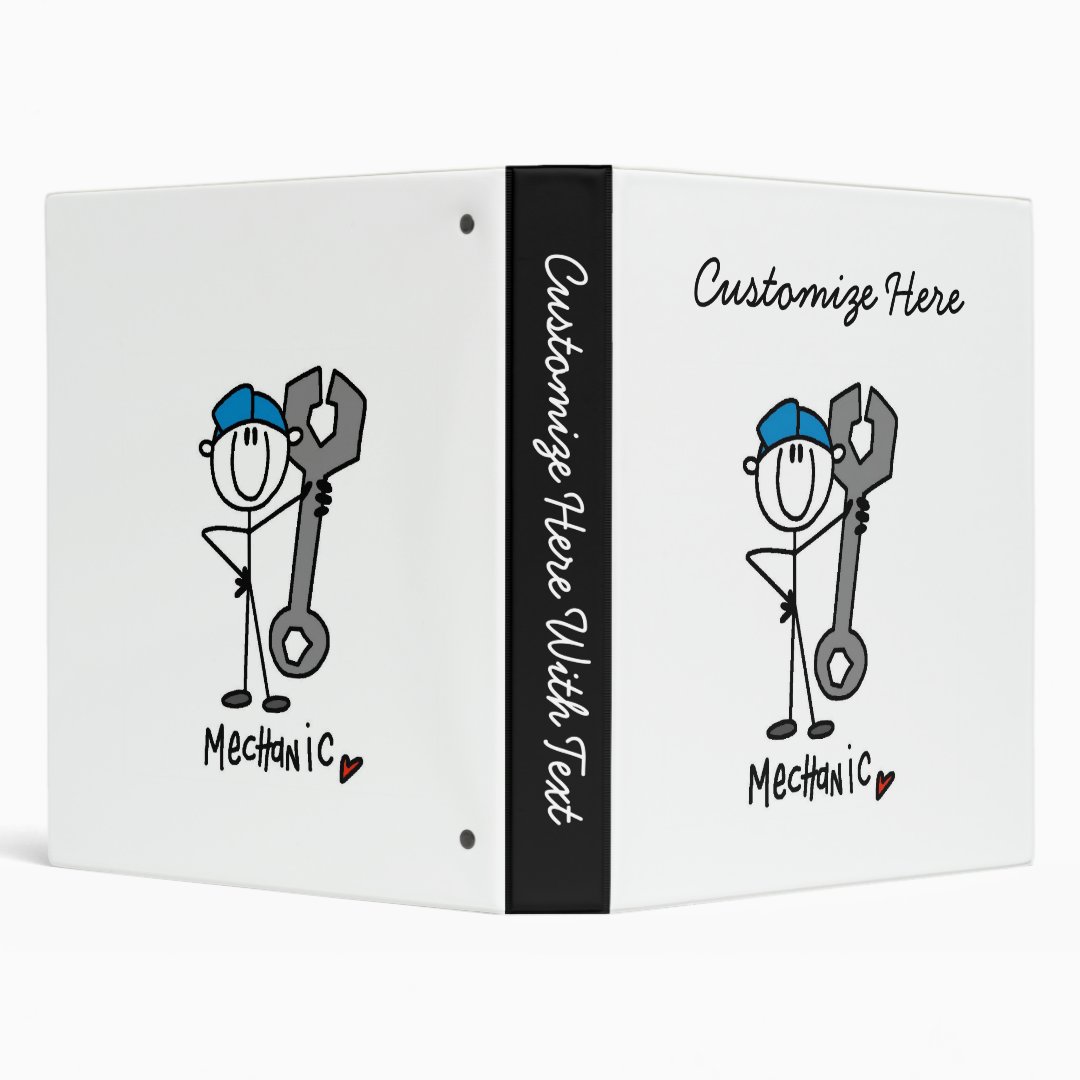 Mechanic With Wrench Stick Figure Binder | Zazzle