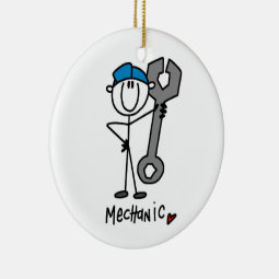 Mechanic With Wrench Stick Figure Ceramic Ornament | Zazzle