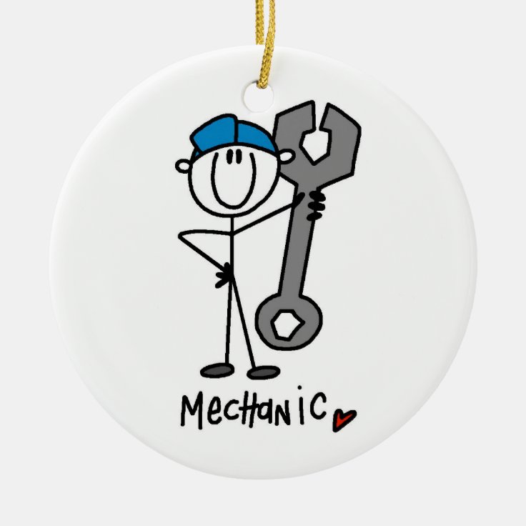 Mechanic With Wrench Stick Figure Ceramic Ornament | Zazzle