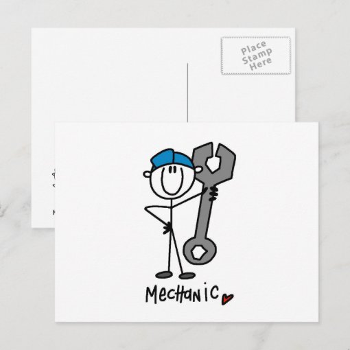 Mechanic With Wrench Stick Figure Postcard | Zazzle