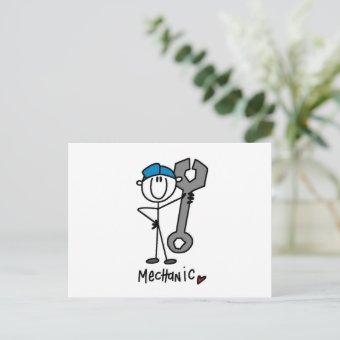 Mechanic With Wrench Stick Figure Postcard | Zazzle
