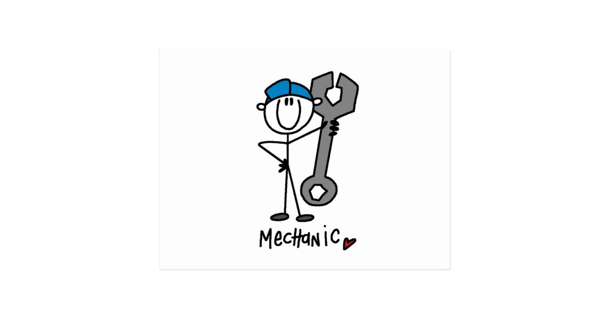 Mechanic With Wrench Stick Figure Postcard | Zazzle.com
